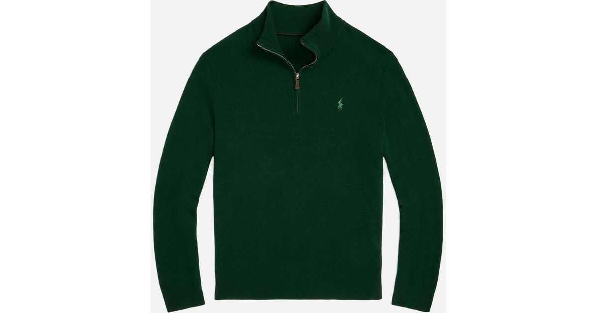 Polo Ralph Lauren Merino Wool Half-zip Jumper in Green for Men | Lyst