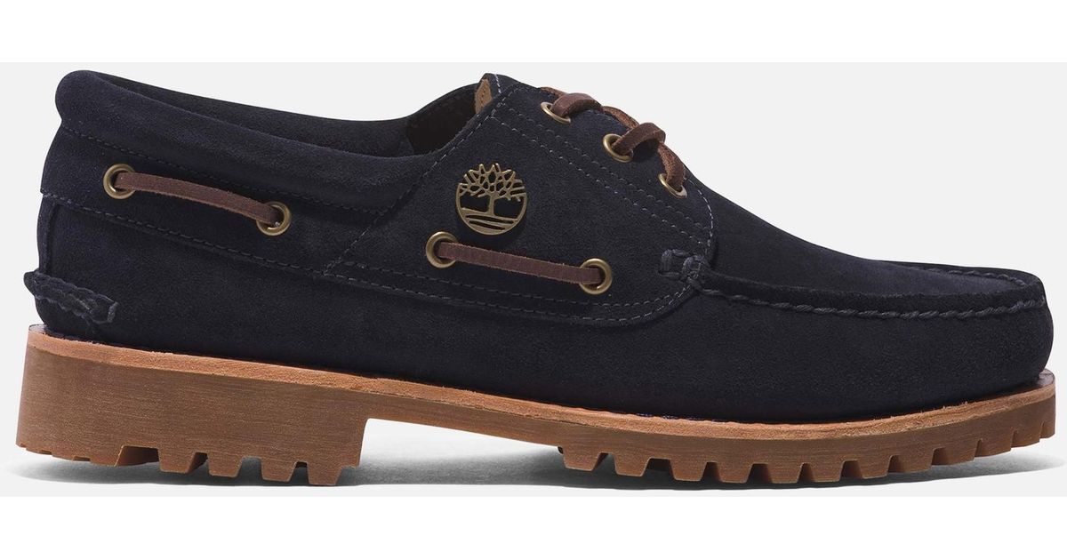 Timberland Men's C. F. Stead Indigo Suede Handsewn 3-eye Boat Shoe in ...
