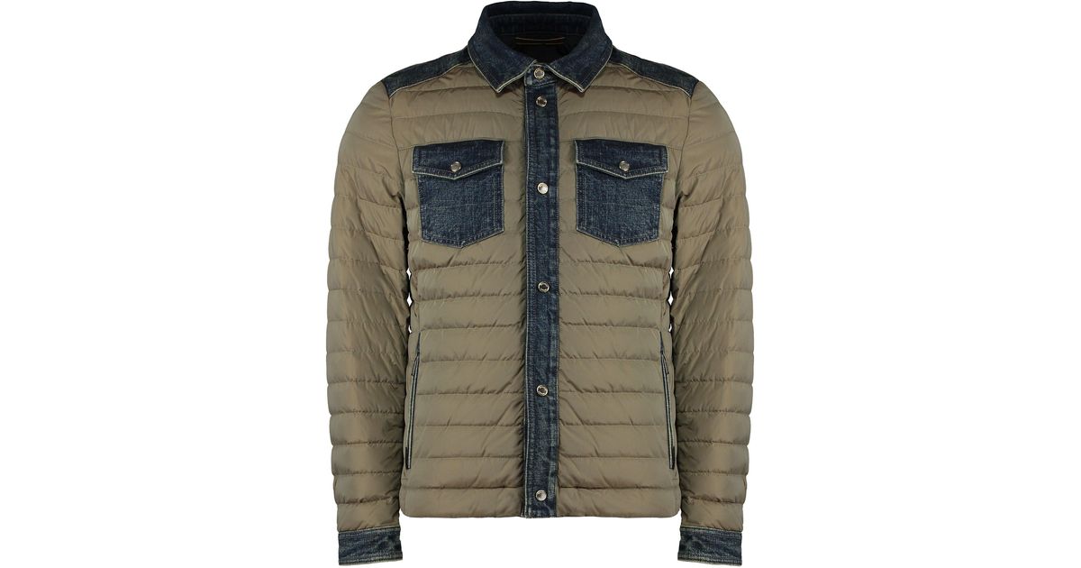 Moorer Crespi Denim Inserts Down Jacket in Green for Men | Lyst