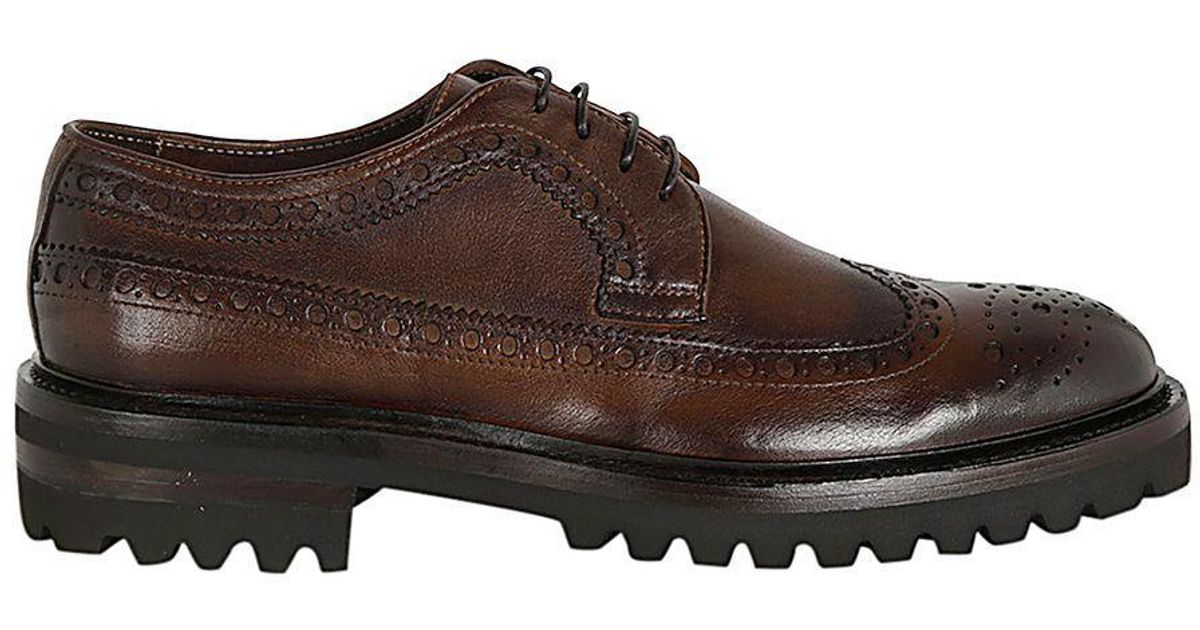 Corvari Lace Up Horse Rubber Bottom Shoes in Brown for Men | Lyst