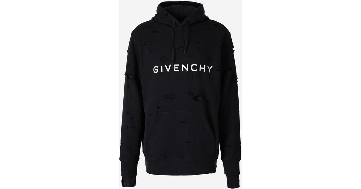 Givenchy Ripped Cotton Sweatshirt in Black for Men | Lyst