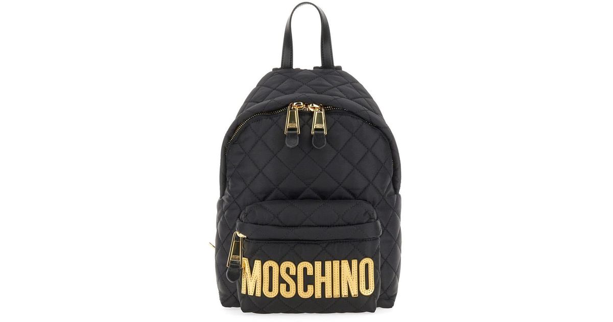 Moschino Quilted Nylon Backpack in Black | Lyst
