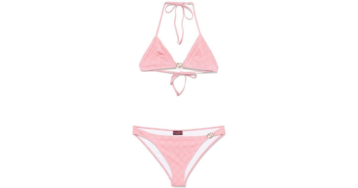 Gucci Gg Triangle Bikini Set in Pink | Lyst