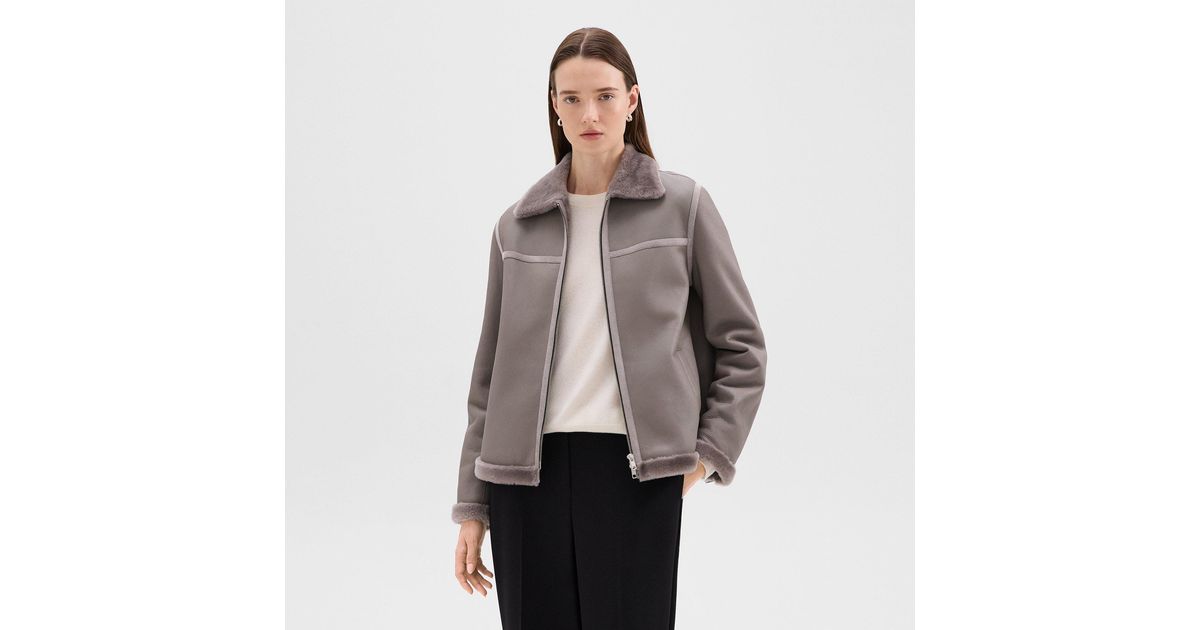 Theory Aviator Jacket in Gray | Lyst