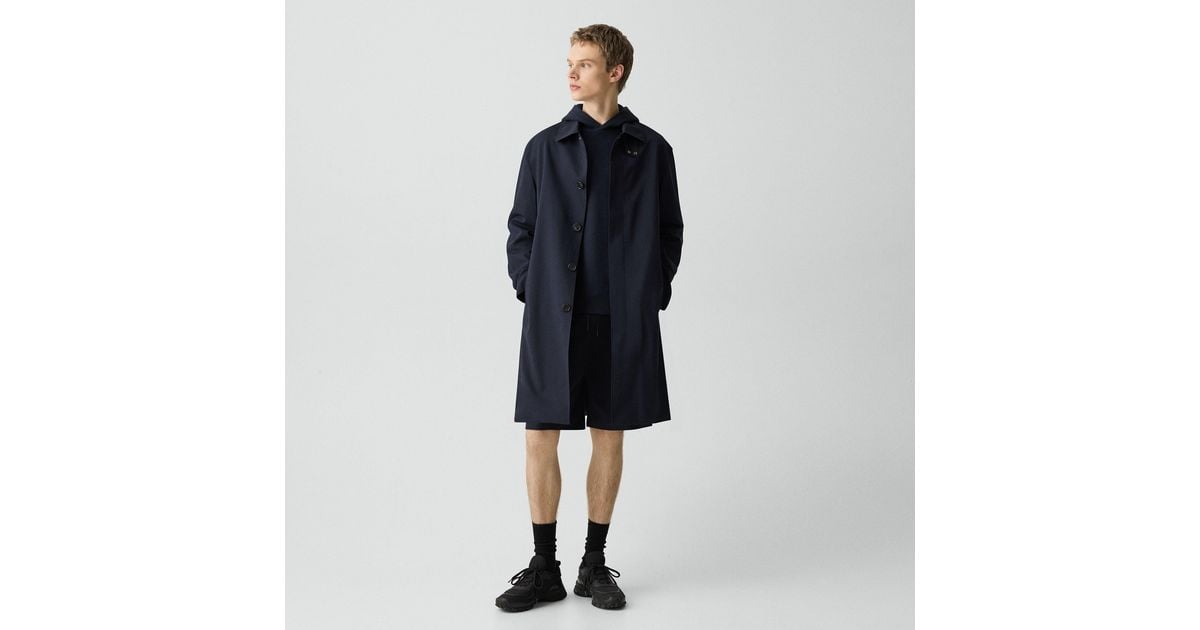 Theory Balmacaan Coat in Blue for Men | Lyst