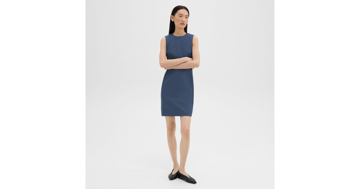 Theory Sleeveless Fitted Dress in Blue | Lyst