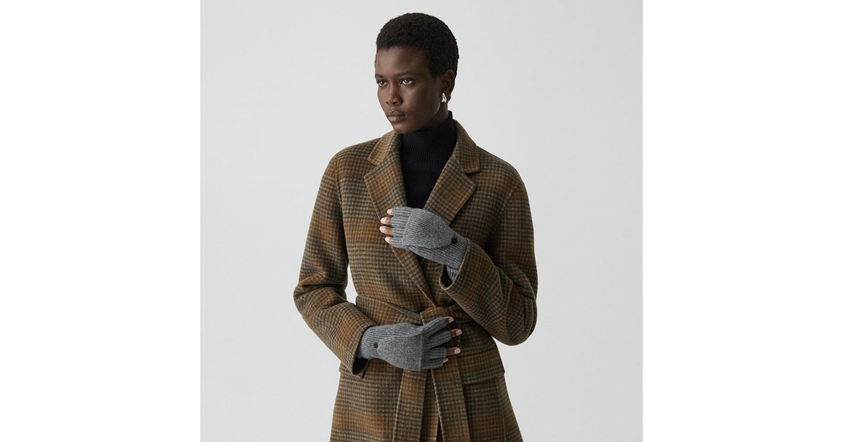 Theory Fold-Back Gloves in Green | Lyst