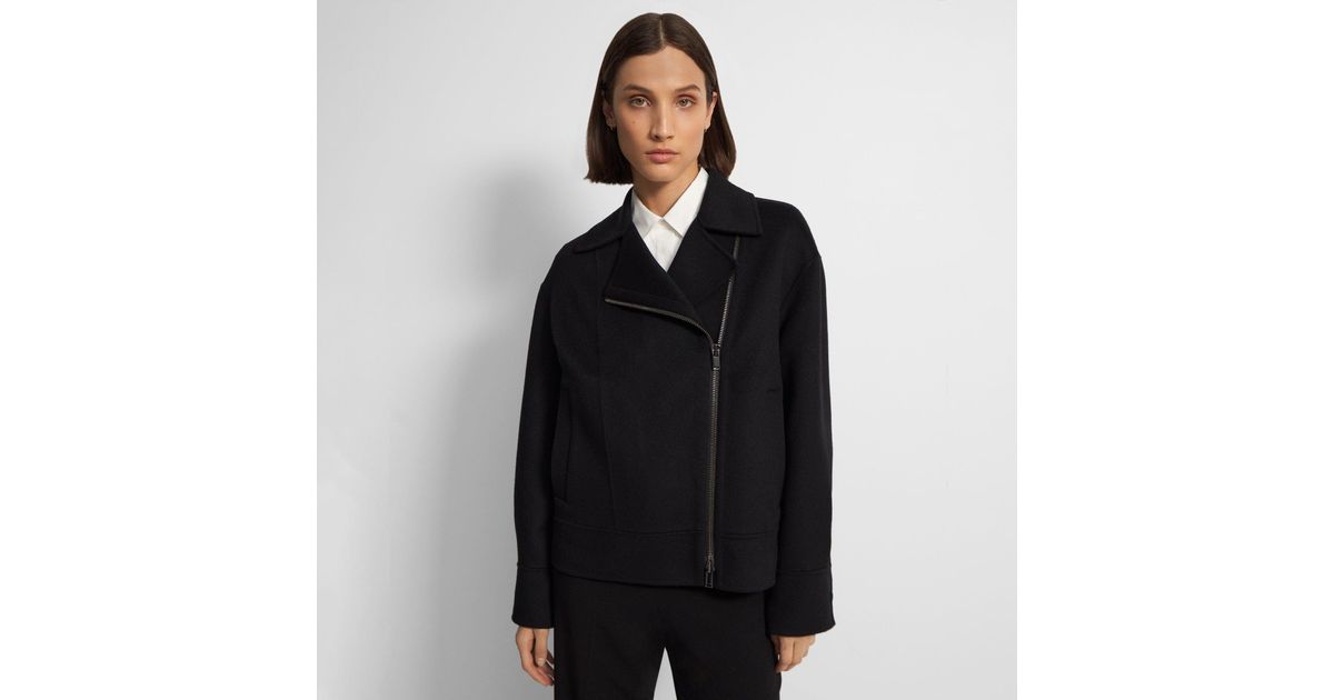 Theory Oversized Moto Jacket in Black | Lyst