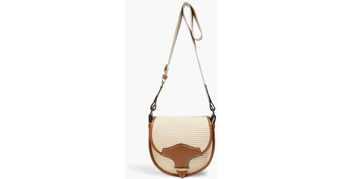 Isabel Marant Botsy Leather-Trimmed Faux Raffia Shoulder Bag in Natural ...