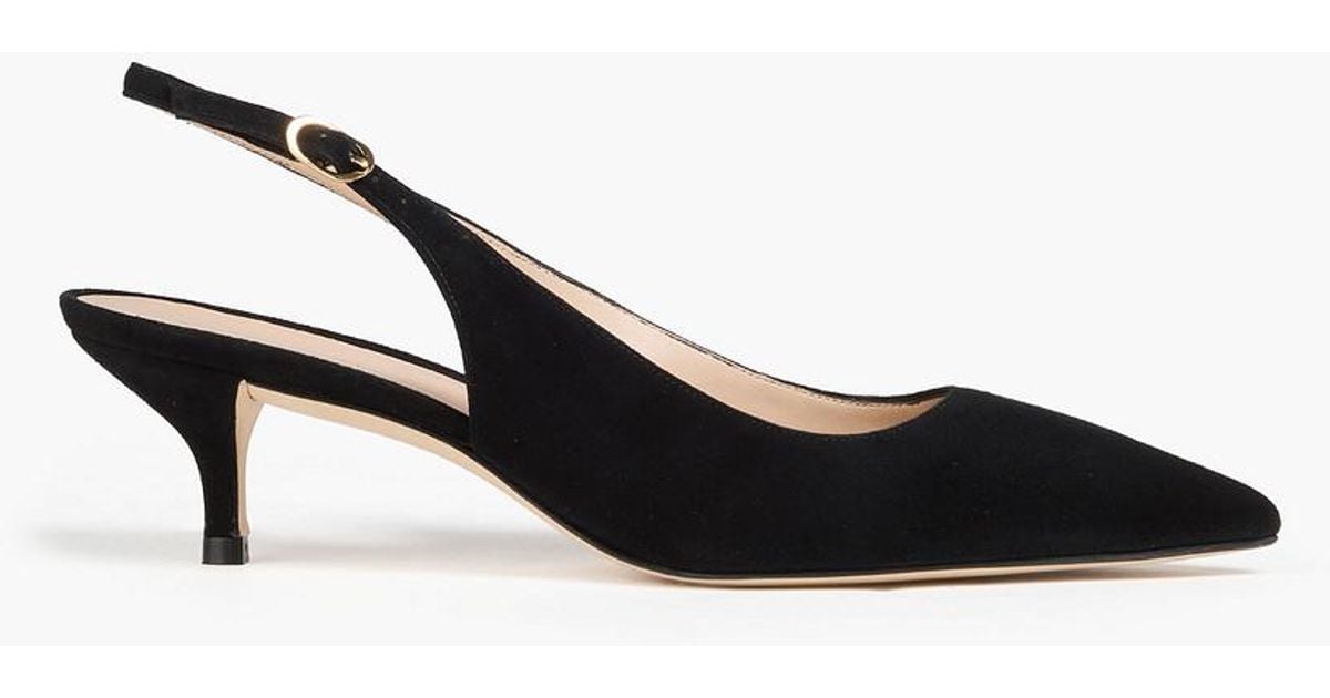 Stuart Weitzman Leigh 50 Suede Slingback Pumps in Black | Lyst UK