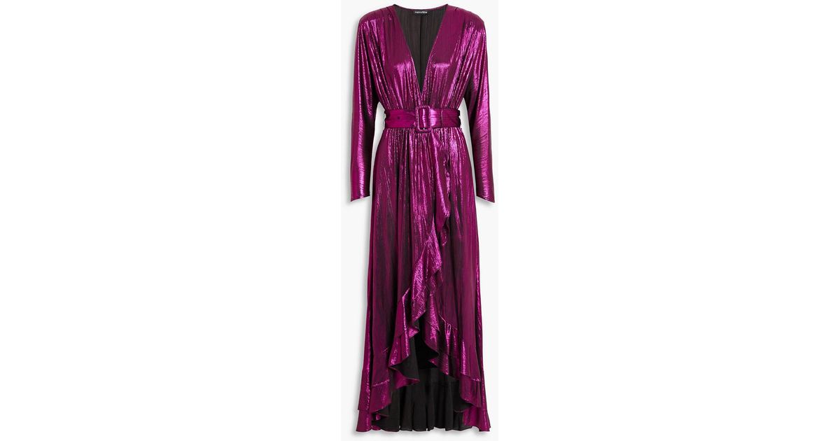 Retroféte Wayne Metallic Jersey Midi Wrap Dress In Purple Lyst