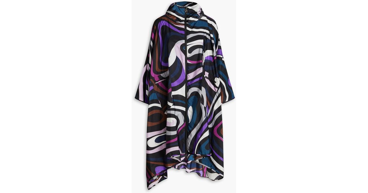PUCCI Printed Shell Hooded Cape in Blue | Lyst UK