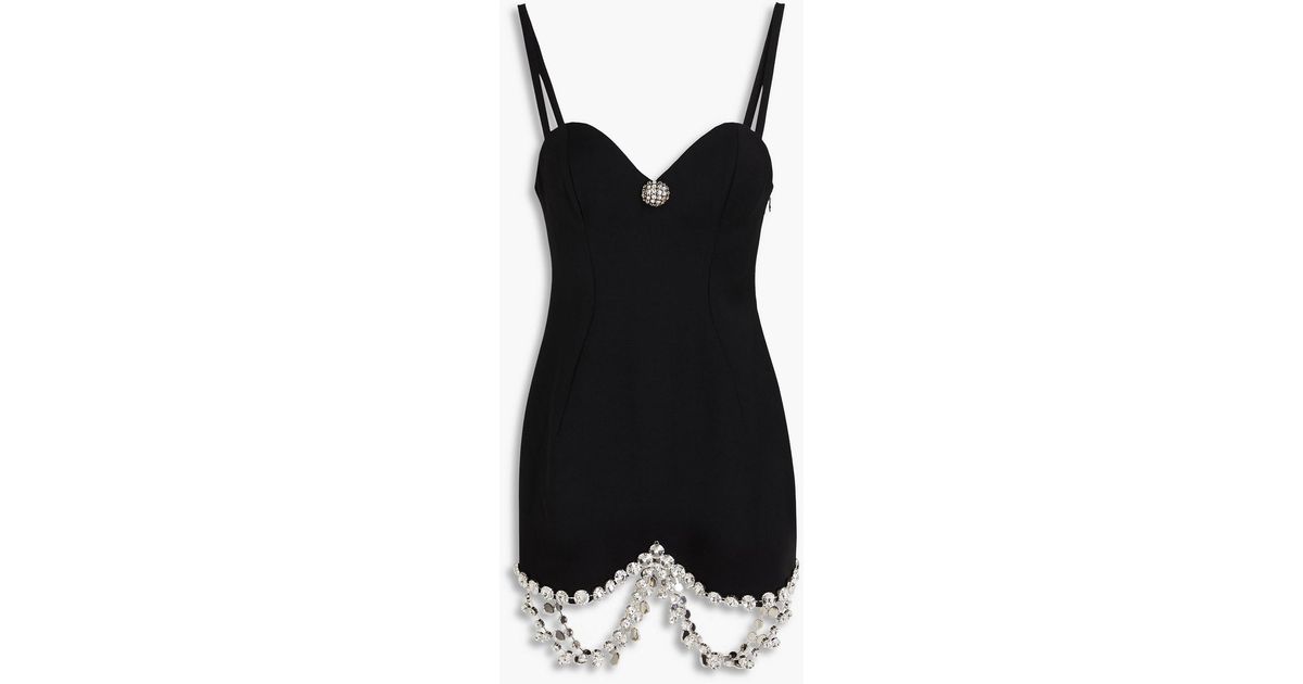 Area Crystal-embellished Wool-blend Crepe Mini Dress in Black | Lyst UK