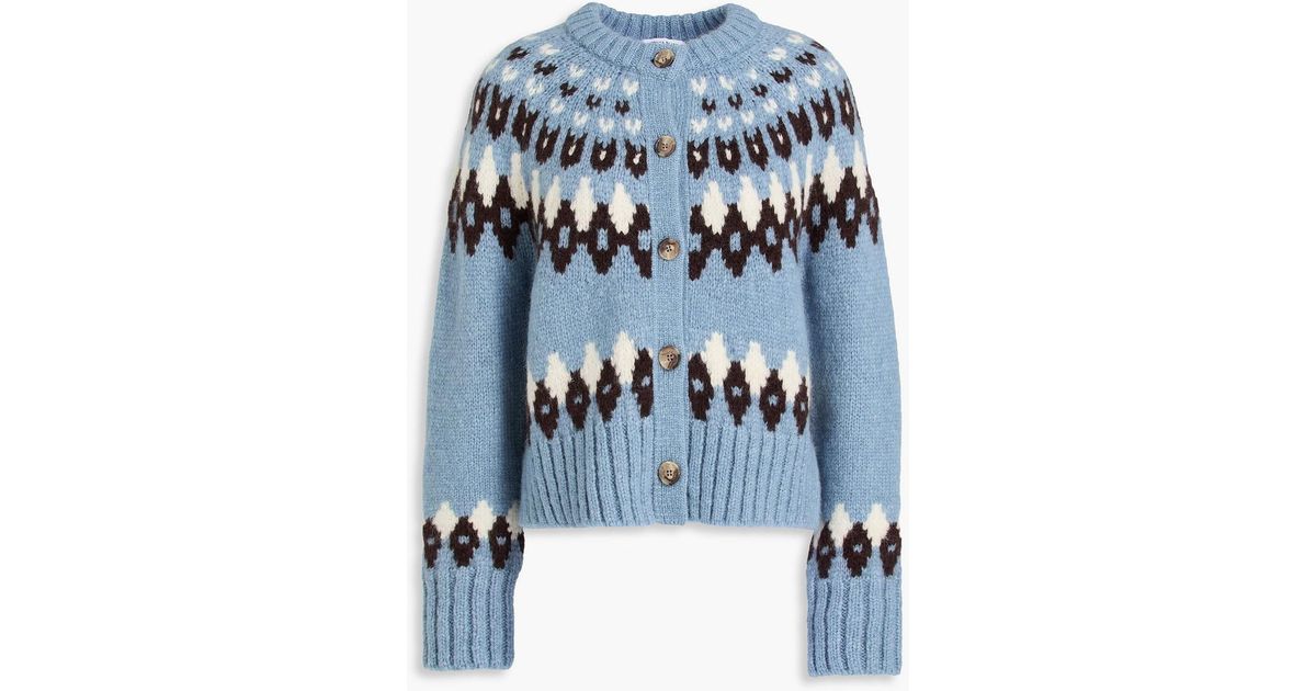 Veronica Beard Christina Fair Isle Alpaca-blend Cardigan in Blue | Lyst UK