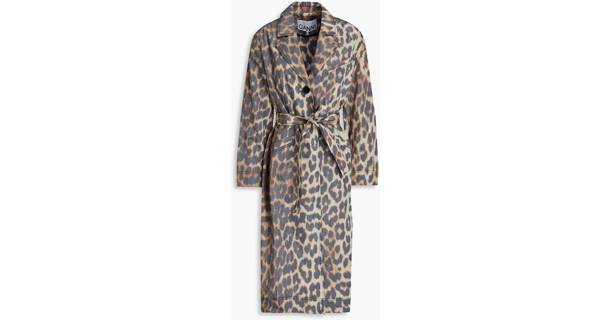 Ganni Leopard-print Shell Trench Coat | Lyst UK