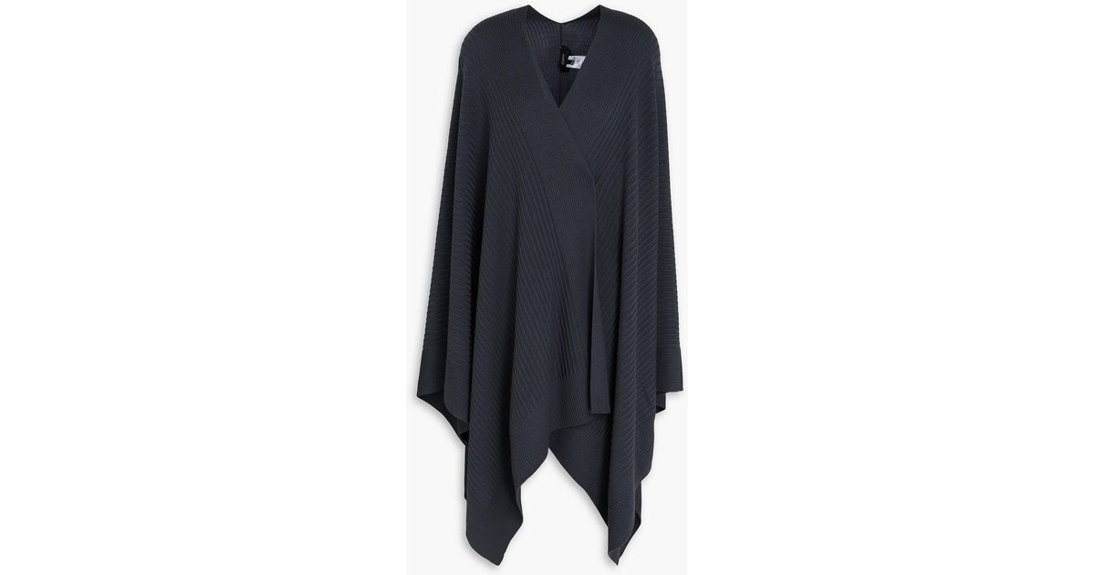 JOSEPH Ribbed Merino Wool Poncho in Blue | Lyst UK