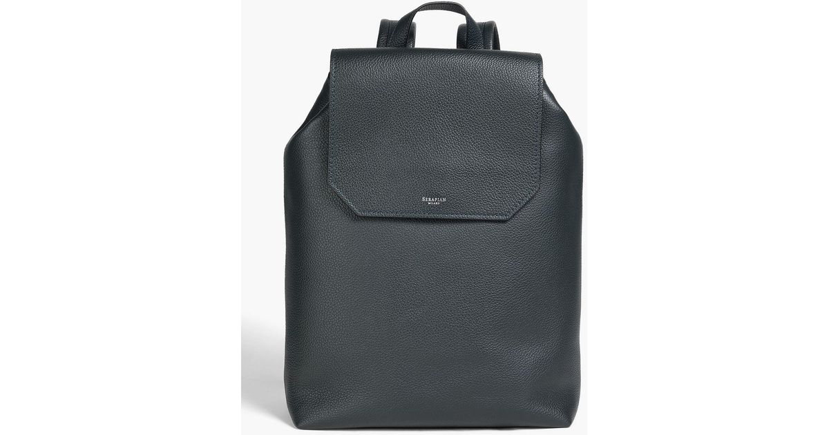 Serapian Pebbled-Leather Backpack in Black for Men | Lyst UK