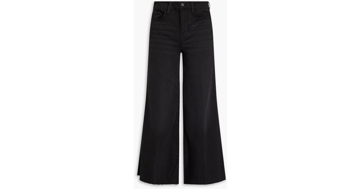 FRAME Le Palazzo Crop High-rise Wide-leg Jeans in Black | Lyst UK