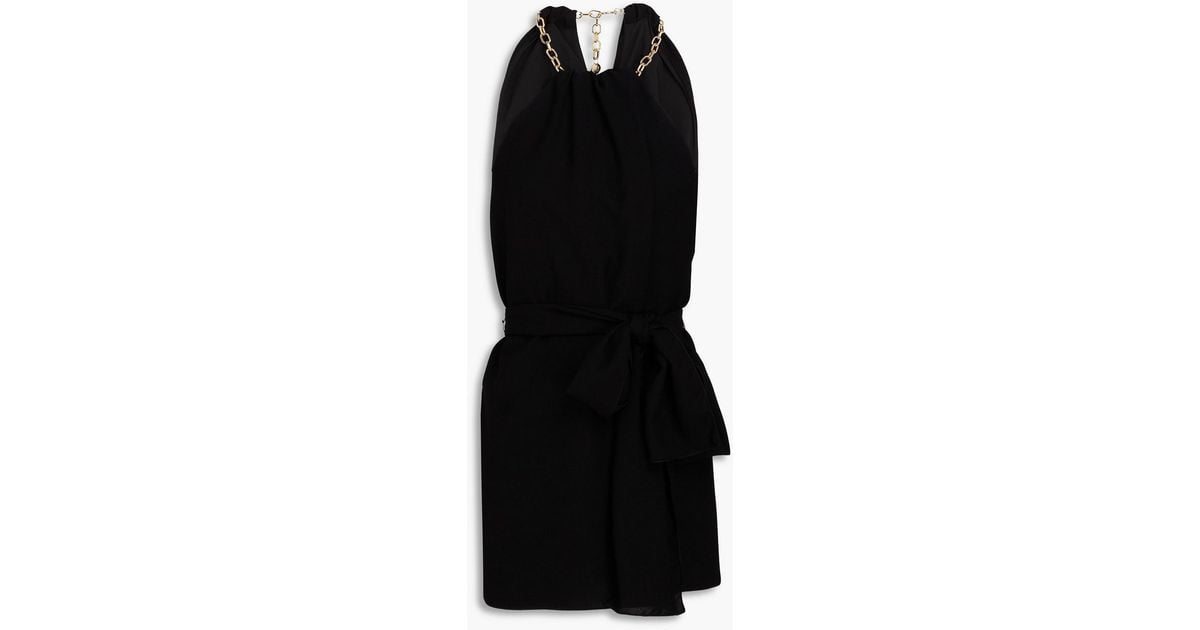 Carolina Herrera Chain-Embellished Crepe Mini Dress in Black | Lyst UK