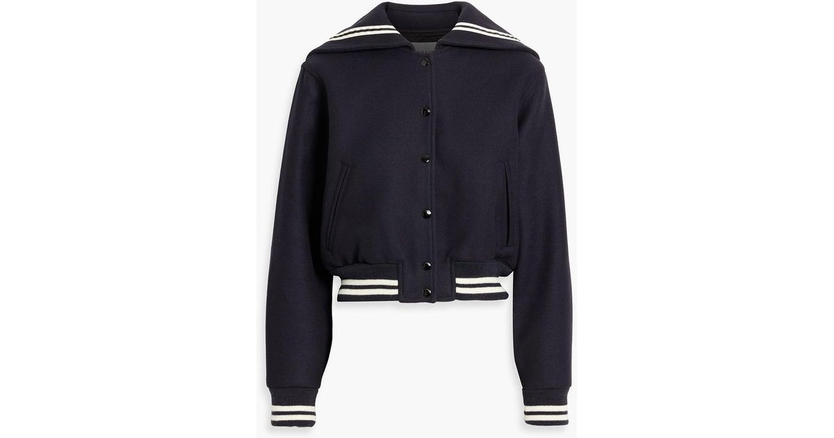 FRAME The Varsity Wool-Blend Twill Bomber Jacket in Blue | Lyst UK