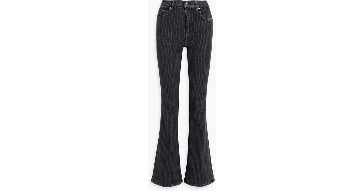 FRAME Le High Flare Pinstriped High-Rise Flared Jeans in Blue | Lyst