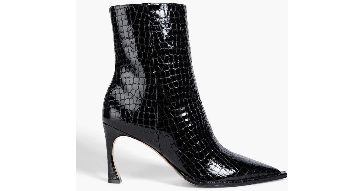 Alexandre Birman Myra 85 Glossed Croc-Effect Leather Ankle Boots in ...