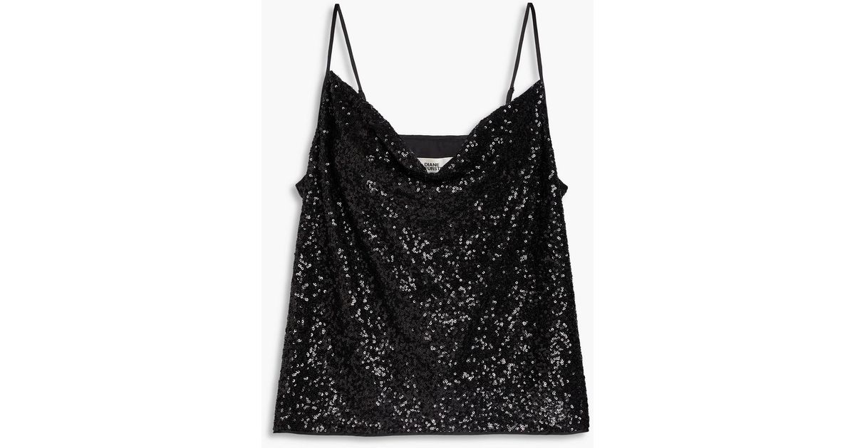 Diane von Furstenberg Berlin Sequined Tulle Camisole in Black | Lyst UK