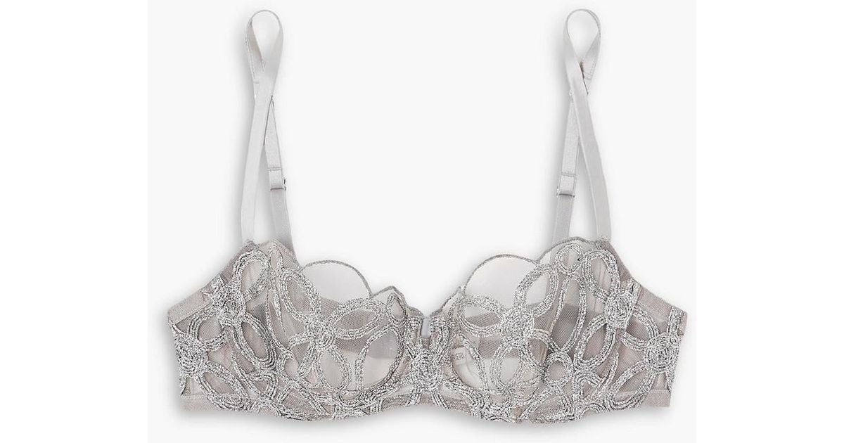 I.D Sarrieri Anastasia Satin And Lace-trimmed Tulle Underwired Soft-cup Bra in White | Lyst