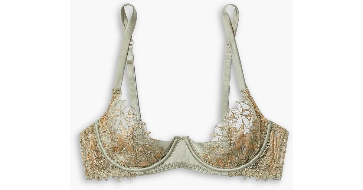 COCO DE MER London Clarivel Satin-trimmed Embroidered Tulle Underwired ...