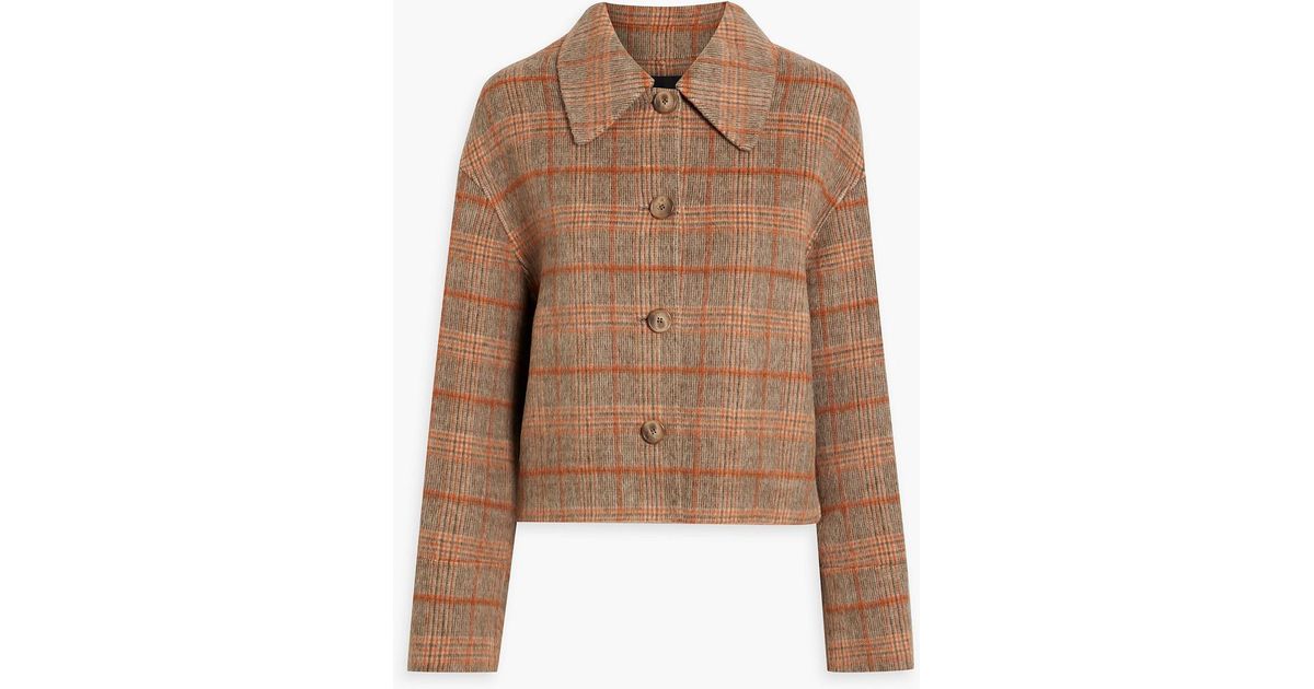 JOSEPH Gerrard Checked Wool-blend Felt Jacket in Brown | Lyst