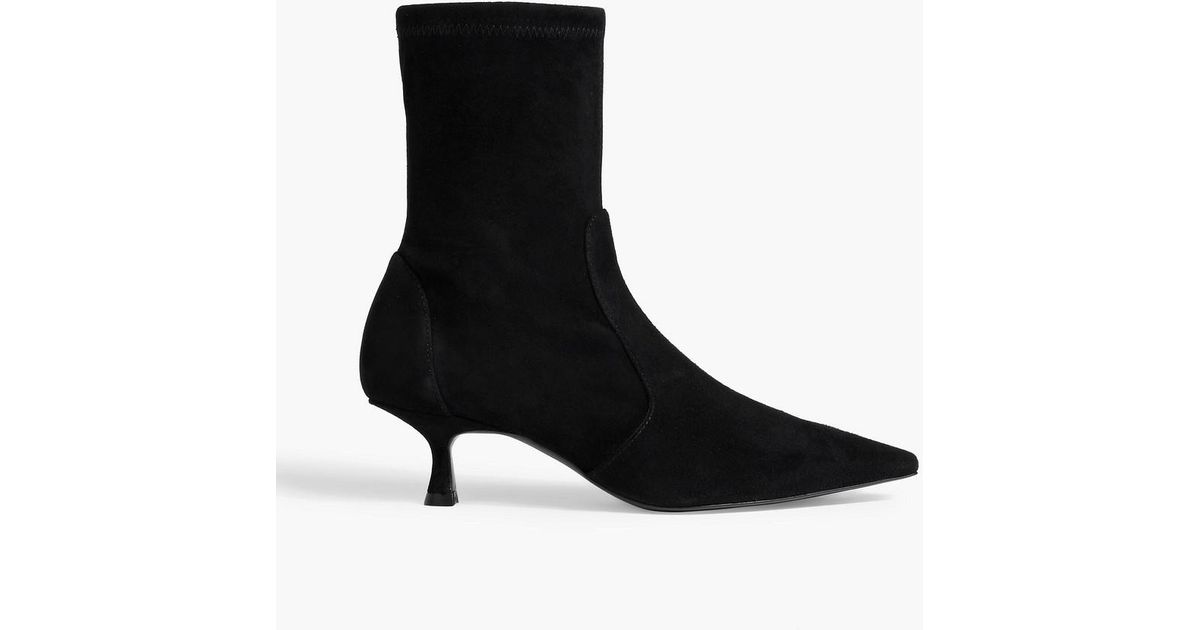 Stuart Weitzman Naomi 50 Suede Ankle Boots in Black | Lyst