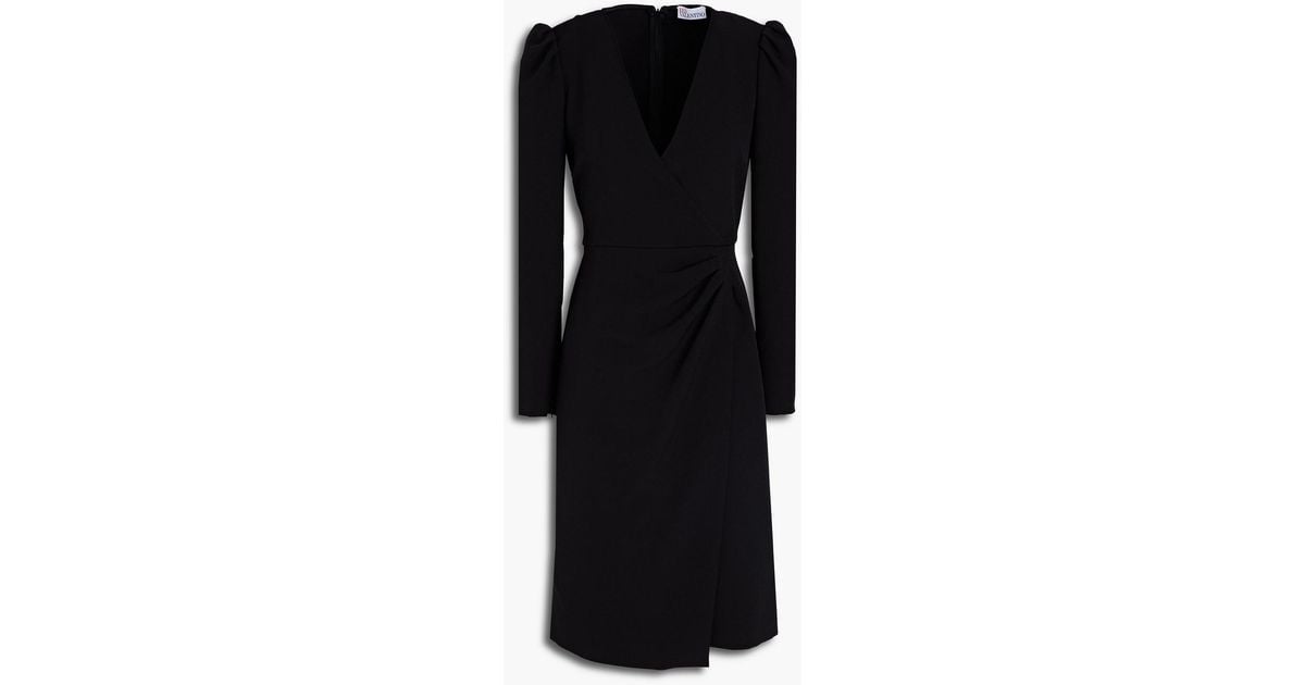 RED Valentino Wrap-Effect Crepe Dress in Black | Lyst UK