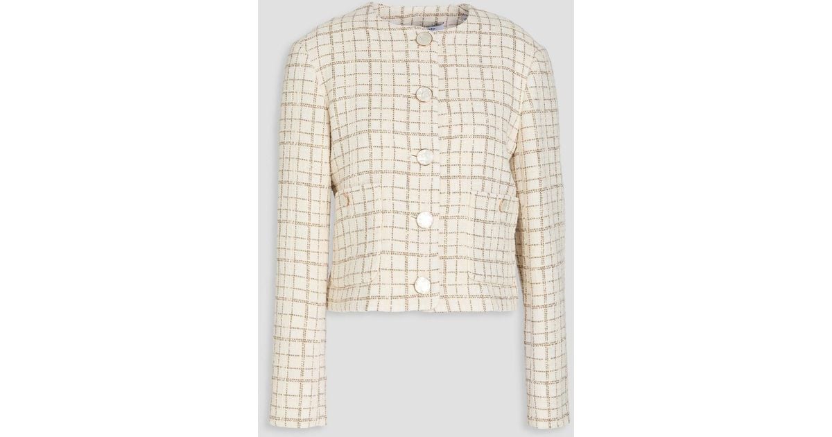 Veronica Beard Andrea Checked Metallic Tweed Jacket in Natural | Lyst UK