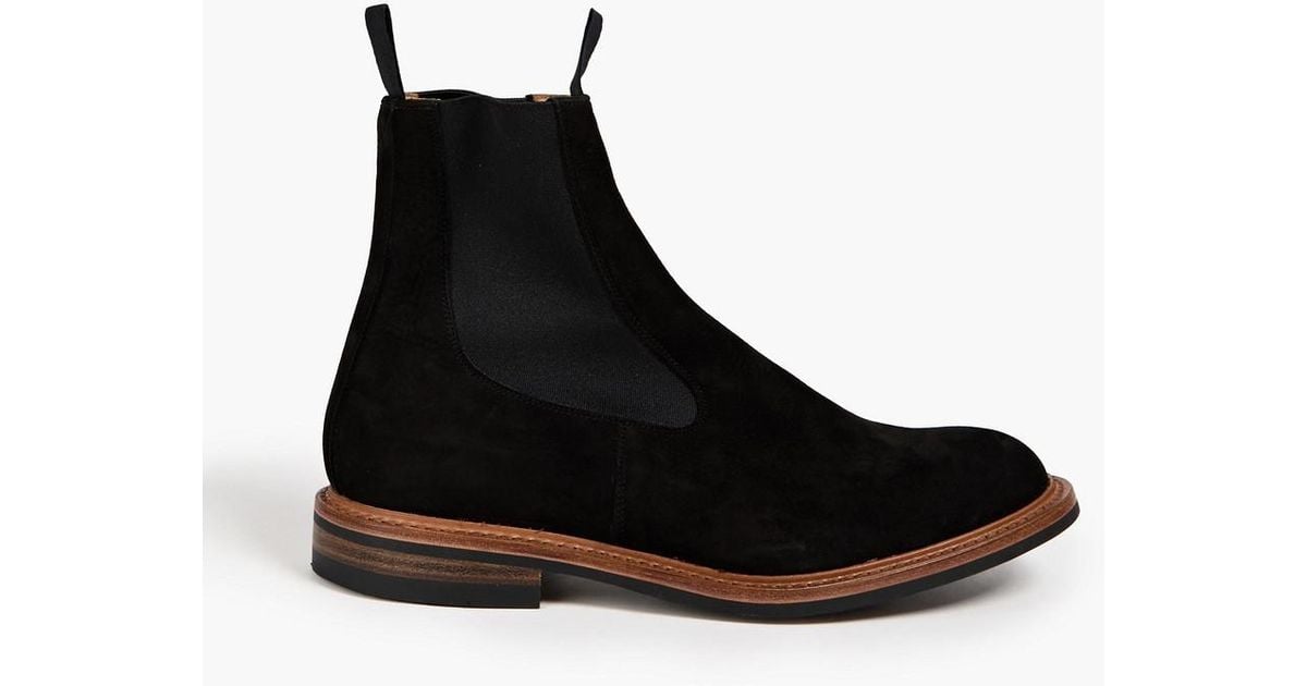 Tricker's Stephen Nubuck Chelsea Boots in Black for Men | Lyst UK