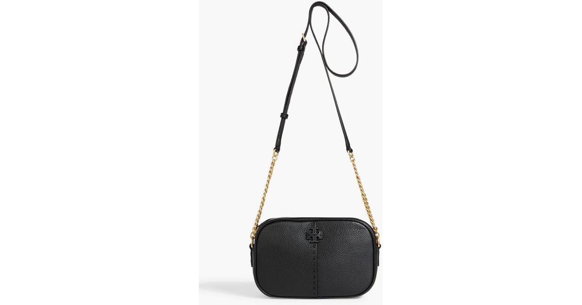 Tory Burch Mcgraw Pebbled-Leather Cross-Body Bag in Black | Lyst