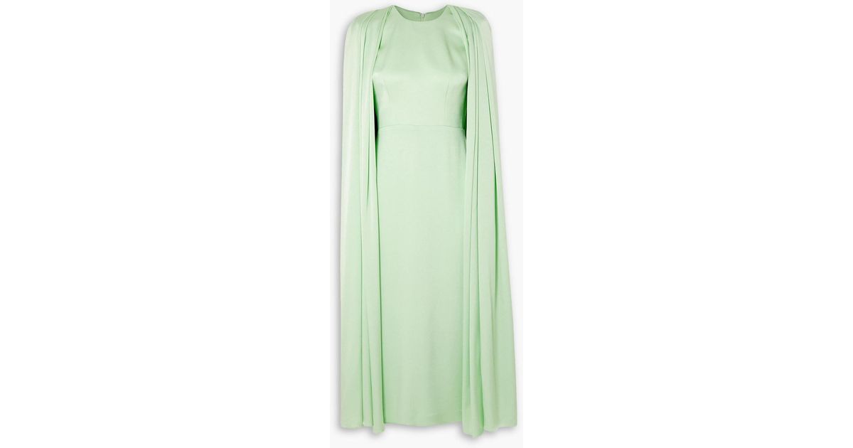 Alex Perry Beckett Cape-effect Satin-crepe Midi Dress in Green | Lyst