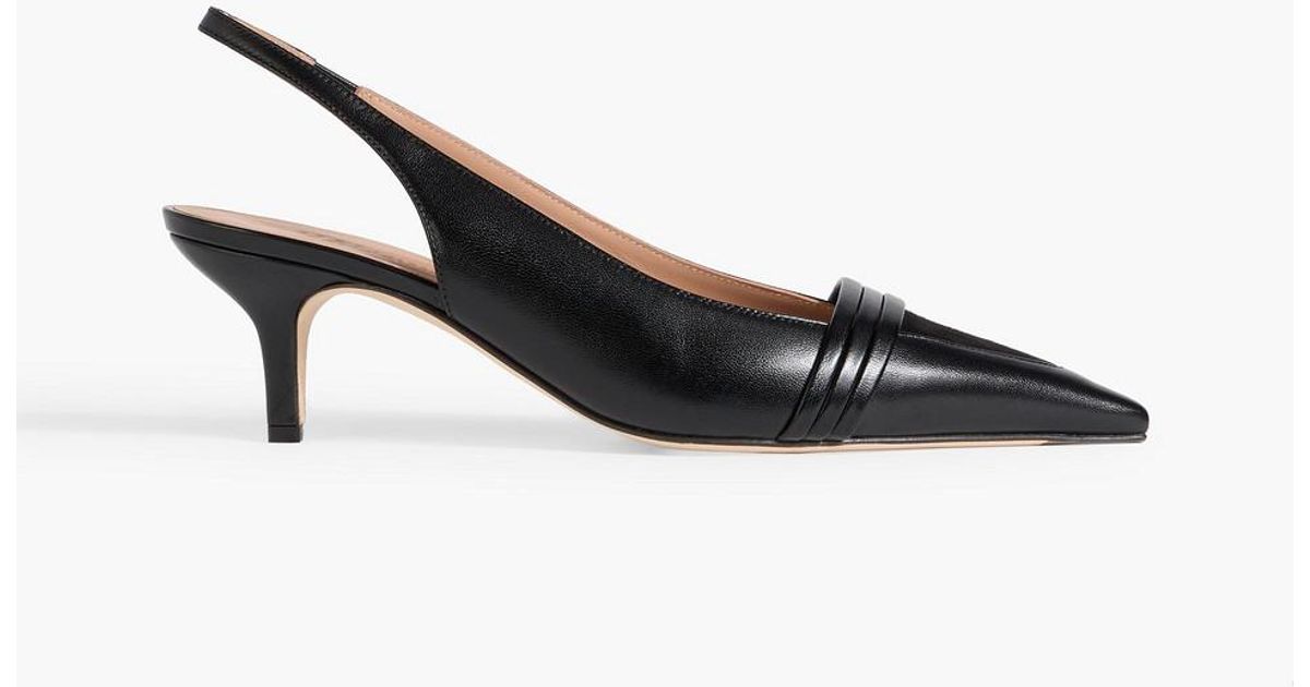 Malone Souliers Tanner 45 Suede-Trimmed Leather Slingback Pumps in ...