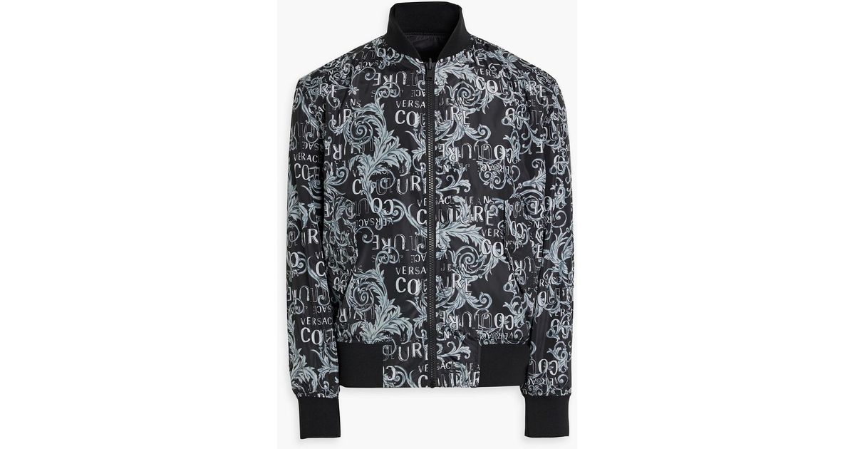 Versace Reversible Appliquéd Shell Bomber Jacket in Black for Men | Lyst