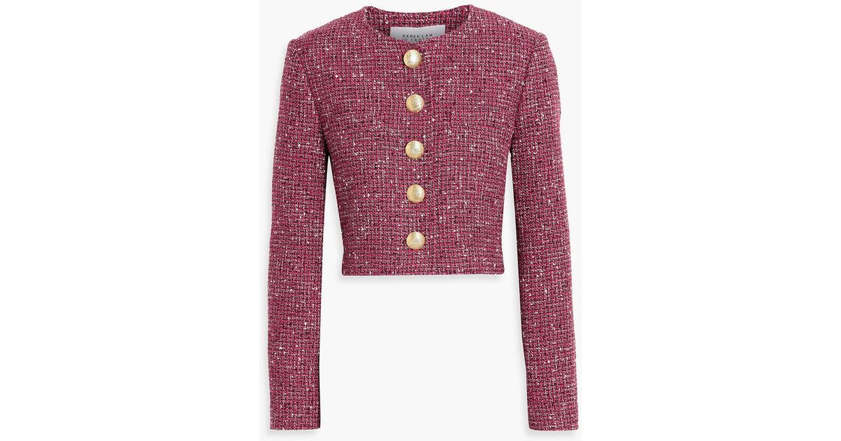10 Crosby Derek Lam Juliette Cropped Tweed Jacket in Red | Lyst