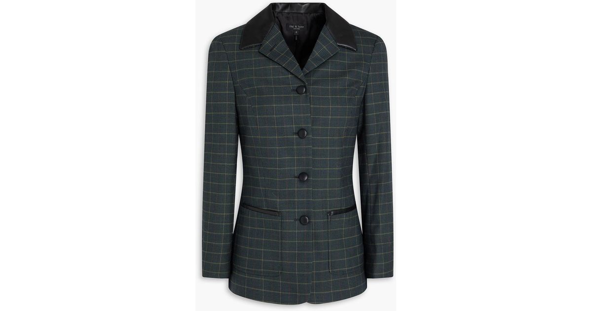 Rag & Bone Drew Prince Of Wales Checked Wool-Blend Blazer in Black ...
