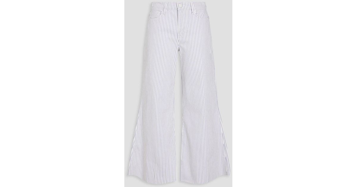 FRAME La Palazzo Cropped Striped High-rise Wide-leg Jeans in White | Lyst