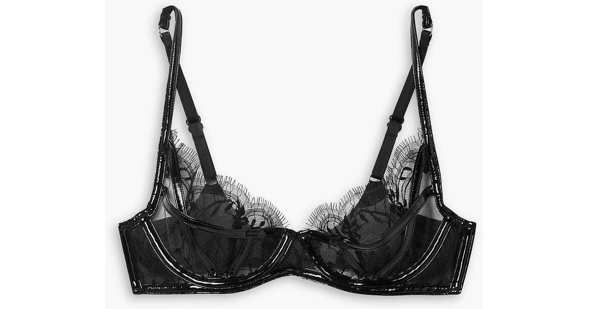 Agent Provocateur Alyss Pvc-trimmed Leavers Lace Underwired Balconette ...