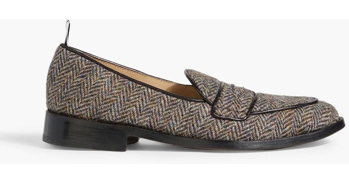 Thom Browne Varsity Herringbone Tweed Loafers in Brown for Men | Lyst