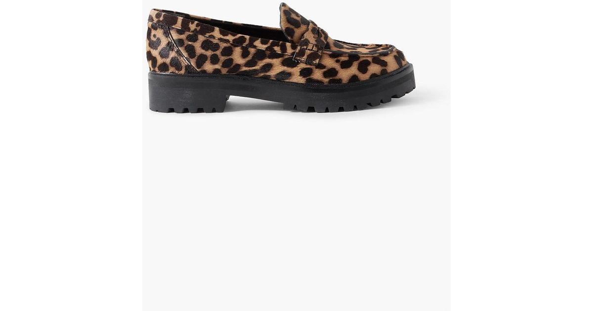 Reformation Agathea Leopard-print Calf Hair Loafers in Black | Lyst