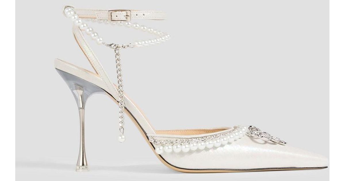 Mach & Mach Bow Of Elizabeth Embellished Iridescent Leather Pumps in ...