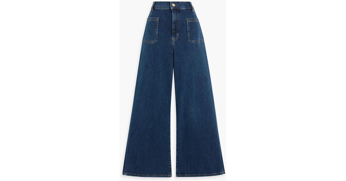 FRAME Le Pixie Slim Palazzo High-Rise Wide-Leg Jeans in Blue | Lyst