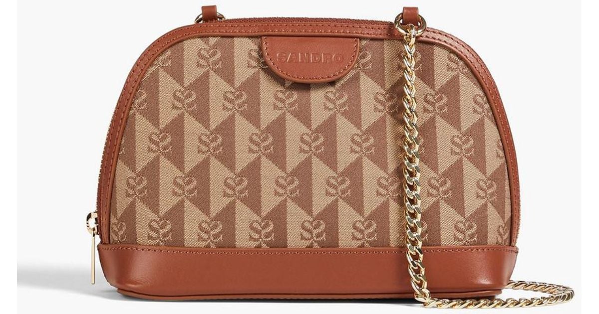 Sandro Leather-trimmed Jacquard Cross-body Bag in Brown | Lyst
