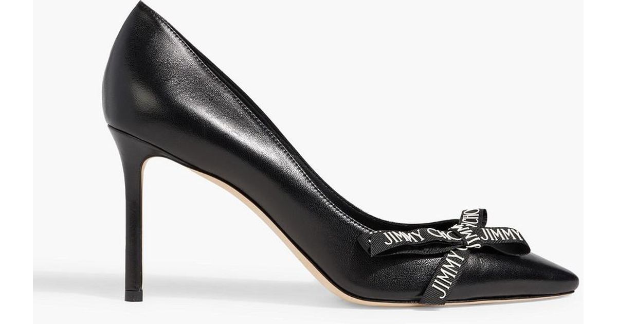 Jimmy Choo Romy 85 Bow-Detailed Leather Pumps in Black | Lyst