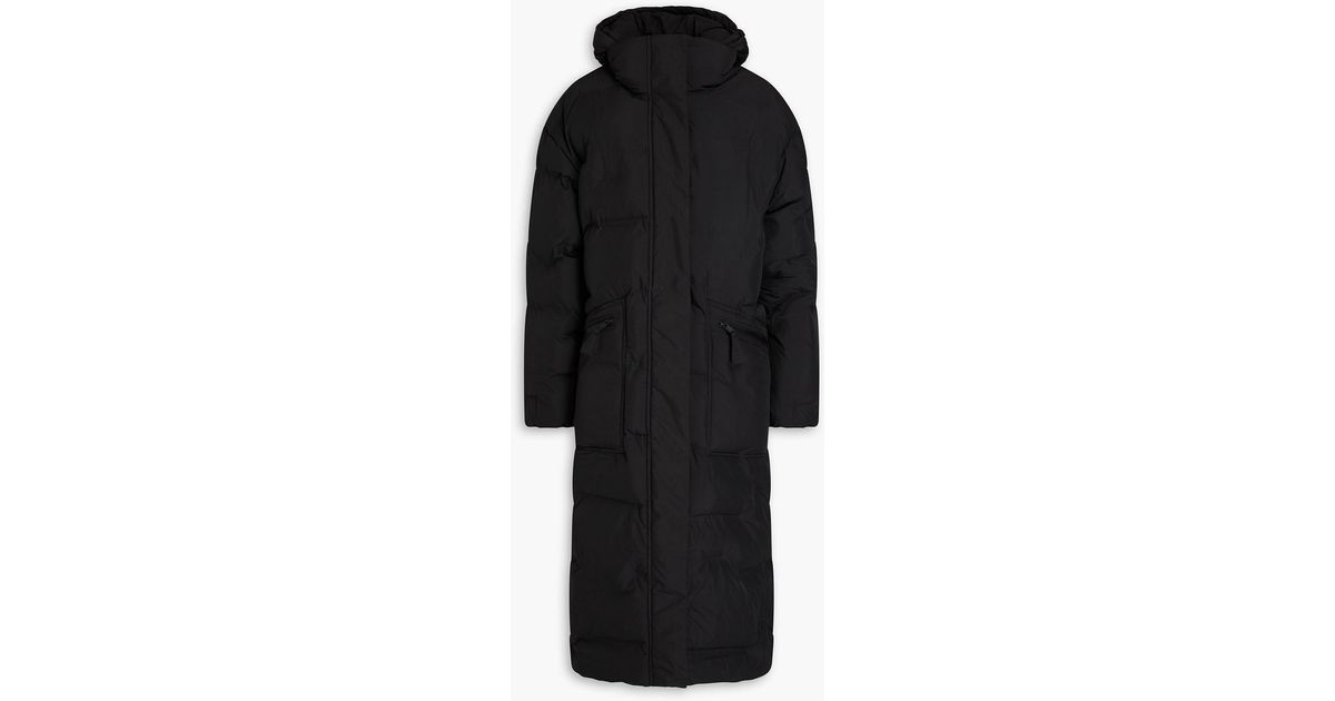 Ganni Quilted Shell Hooded Coat in Black | Lyst UK