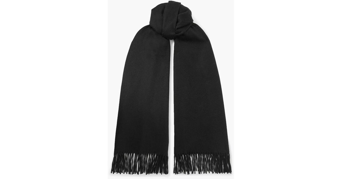 arch4 Natasha Fringed Cashmere Scarf in Black | Lyst UK